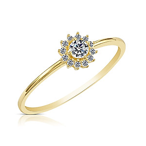 TILO JEWELRY 10k Yellow Gold Halo Ring with CZ (7)