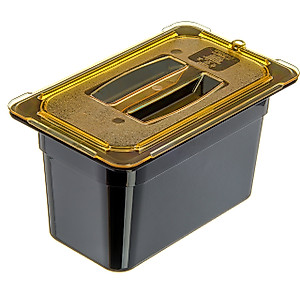 Carlisle FoodService Products 10490U13 StorPlus High Heat Universal Handled Food Pan Lid, Quarter Size, Amber