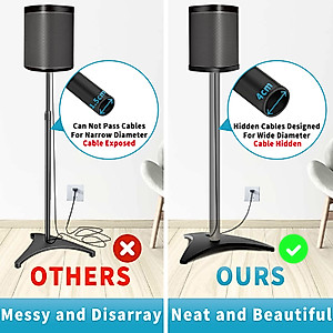 Speaker Stand for Sonos One, One SL & Play 1 Speaker with Speaker Covers and Speaker Stickers, Heavy Duty Floor Speaker Stands for Sonos Speaker Stands with Cable Management, 2 Pack (Black)