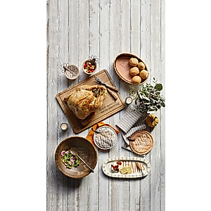 Mud Pie Thanksgiving Painted Give Thanks Hostess Set, Cream, Orange, 7" x 16"