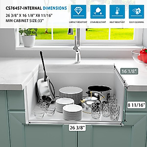 YAQUN Undermount Kitchen Sink 30 Inch, Deep Workstation Granite Composite Stone Kitchen Sink