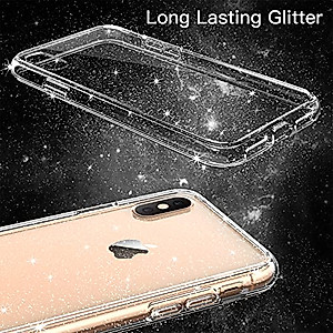 JETech Glitter Case for iPhone Xs Max, 6.5-Inch, Bling Sparkle Shockproof Phone Bumper Cover, Cute Sparkly for Women and Girls (Clear)
