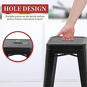 FDW Metal Bar Stools Set of 4 Counter Height Barstool Stackable Barstools 24 Inch Indoor Outdoor Patio Bar Stool Home Kitchen Dining Stool Backless Bar Chair