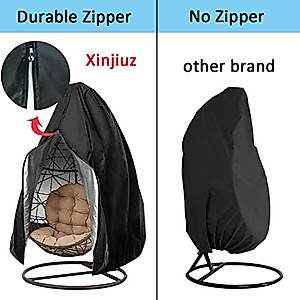 Xinjiuz Patio Hanging Egg Chair Cover Waterproof Swing Chair Covers with Zipper Outdoor Furniture Protector Garden Chair Cover 75" H x 45" D (Beige)
