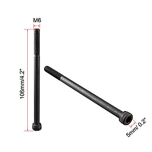 uxcell M6 x 100mm Alloy Steel 12.9 Grade Hex Socket Head Cap Machine Screw Bolt 5PCS