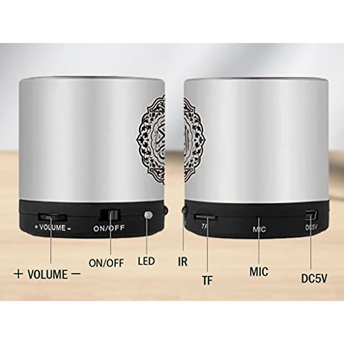 Hitopin Digital Quran Speaker FM Radio Silver Color with Remote Control Over 18Reciters and15 Translations Available Quality Qur'an Player Arabic English French, Urdu etc Mp3