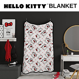 Franco Collectibles Sanrio Hello Kitty Polka Dot Bedding Super Soft Plush Micro Raschel Blanket, 62 in x 90 in, (Official Licensed Product)
