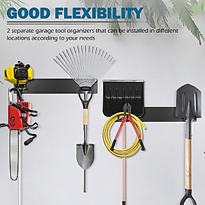 RedCall Garage Tool Organizer,2 Pack Garage Organization Wall Mount,Heavy-Duty Steel Garden Tool Organizer Storage Rack,Broom Holder Wall Mount,Hangers Garden Yard Tool Rack