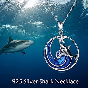 AXELUNA Shark Necklace 925 Sterling Silver Shark Pendant Ocean Jewelry for Women Mother Wife