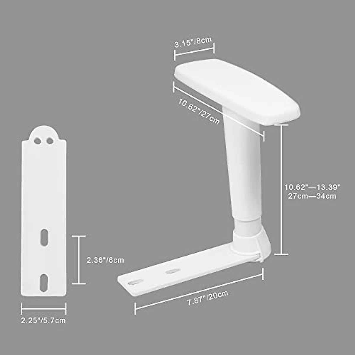Yoogu Adjustable Arms Armrest Pair Up Right Bracket Replacement with Pads Fits Most Home Office Gaming Chairs (2 Holes)