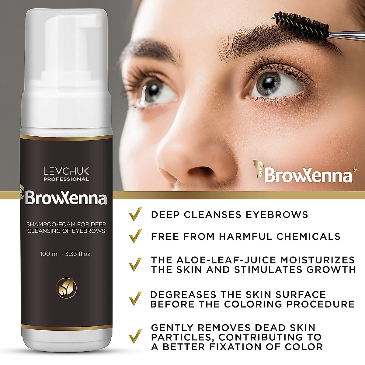 Deep Foam Eyebrow Shampoo Sensitive Natural Cleanser for Makeup Brow Henna Remover Gentle Brow Tint Cleaner Purifying Shampoo for Eyes