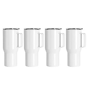 PYD Life Sublimation Tumblers Blanks with Handle 25 OZ Coffee Travel Car Stainless Steel Mugs Cups with Leakproof Lid and Straw for Mug Tumbler Heat Press Sublimation Oven Printing 4 Pack
