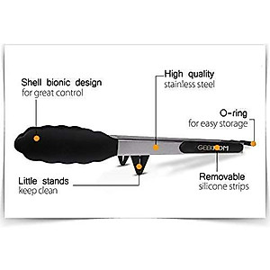 GEEKHOM Silicone Melt Proof 600F Heat Resistant Spatulas Set &amp; Tongs 2pack 9“+12” Silicone Tips Cooking Tongs