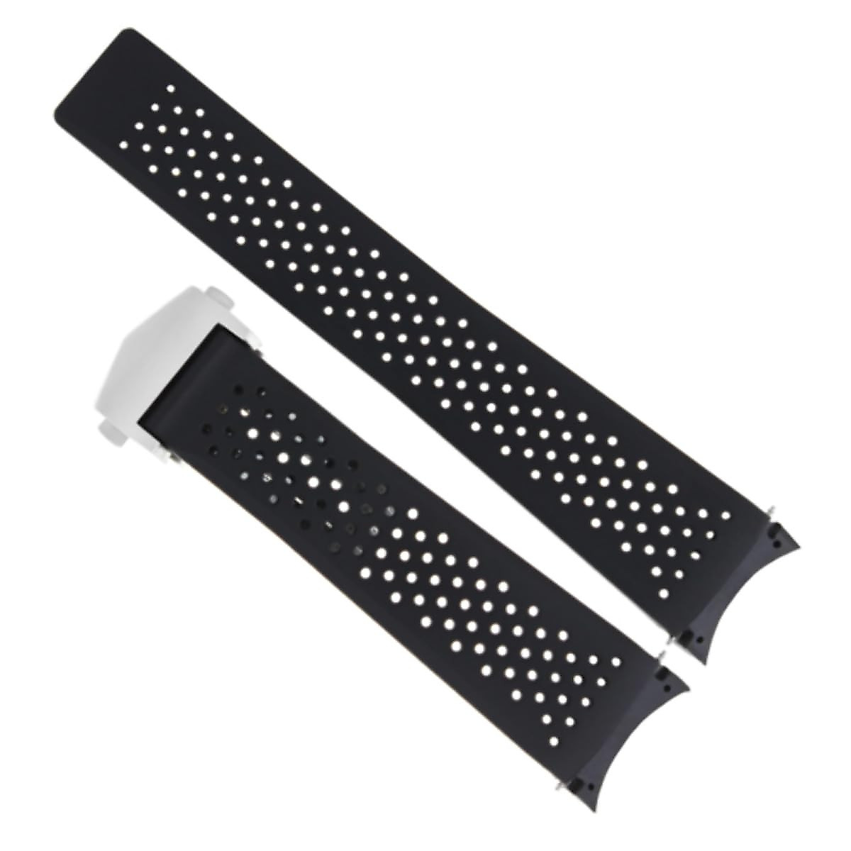 Ewatchparts 22mm Rubber Band Strap Compatible With Tag Heuer Grand Carrera Calibre 5 With Clasp Black