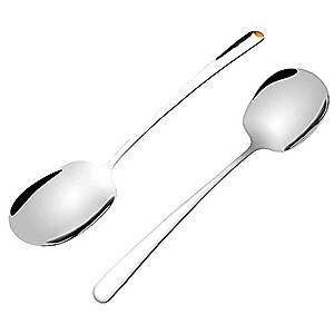 Cooking Spoons 304 Stainless Steel Public Spoon Long Handle Distributing Spoon Hotel Restaurant Public Spoon Distributing Spoon Canteen Distributing Spoon 1pcs Table Spoons (Size : Small)