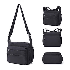 Crossbody Bag for Women Waterproof Shoulder Bag Messenger Bag Casual Nylon Purse Handbag (Small, Black)