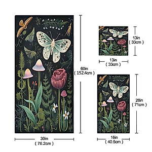 Flradish Forest Mushrooms Towels 3 Pack Bath Towels for Bathroom Set Soft Cotton Highly Absorbent Lightweight & Quickdry Towel Set 1 Bath Towel,1 Hand Towel,1 Washclothe