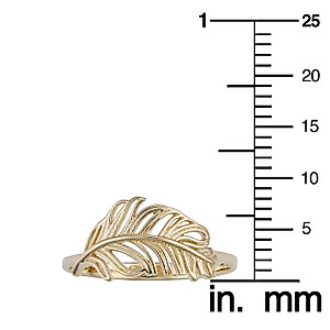 Kooljewelry 14k Yellow Gold Feather Ring (size 9)