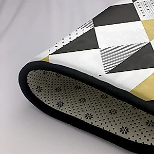 Gesey-R4T Abstract Geometric Gold Black and White Triangle Pattern Home Area Rugs 3'3"x5' Home Decor Carpet Soft Floor Mat Non-Slip for Living Room Bedroom
