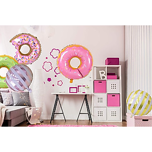 6PCS Big Donut Foil Balloons Large Mylar Doughnut Balloons for Birthday Party Wedding Decoration Baby Shower Donut Time