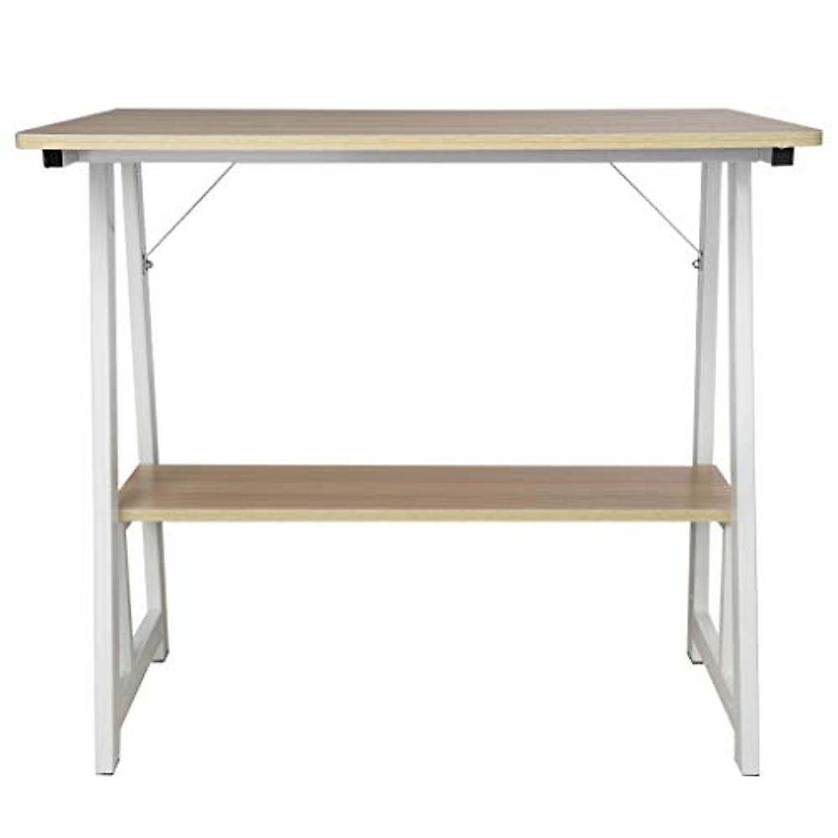 ZHOU2# Desktop Computer Desk with Storage Rack, Home Office Study Writing Table Computer Gaming Table Bedroom Laptop Study Table, Student Bookcase Study Reading Writing Desk PC Laptop Table (Yellow)