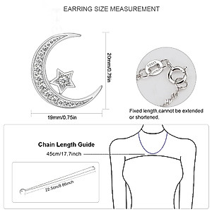 Gemschest 925 Sterling Silver Moon Necklace Cubic Zirconia Crescent Moon Star Phase Pendant Necklace Dainty Chain 18" Chain Silver Necklace for Mom Women Ladies (Crescent Moon)