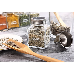 Unique Design Spice Jars with 372 Labels, 29-Pack 4.5 oz Personalized Cubic Clear Glass Spice Jars with Shakers, Lids, Empty Square Reusable Kitchen Spice Storage Containers