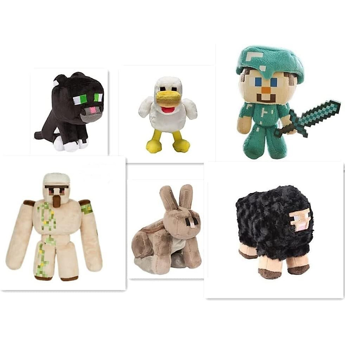 Jefuzh Cube Chicken and Cat Animal Plush Toys,7-14 inch Bee Plush, Plush Cuddle Pillow Buddy Gift for Game Fans (Iron Golem)