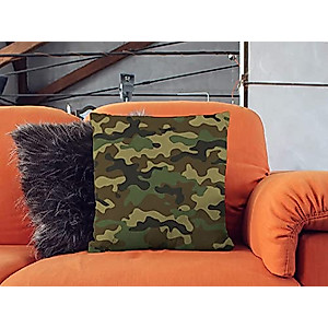 Cuppqq Throw Pillow Covers Cool Army Camouflage Military Green Camo Pillow Cover Square Pillow Case Cushion for Home Decor Sofa Couch 18x18 Inch Pillowcase