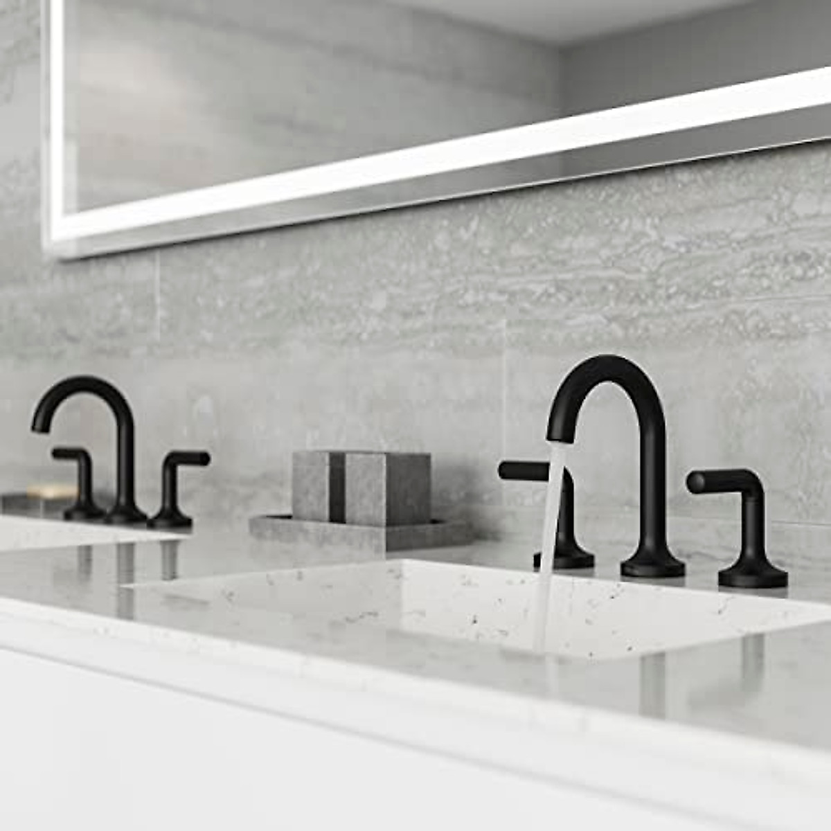 Pfister Zeelan Bathroom Sink Faucet, 8-Inch Widespread, 2-Handle, 3-Hole, Matte Black Finish, LF049ZLB