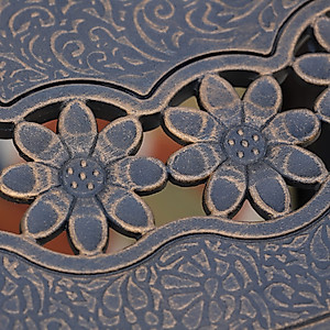 Sophia & William Cast Aluminium Patio Dining Table Round with 1.97" Umbrella Hole, Premium Bronze Outdoor Bar Bistro Table for Porch Balcony Backyard, 39" Dia x 28.3" H