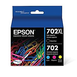 EPSON T702 DURABrite Ultra Ink High Capacity Black & Standard Color Cartridge Combo Pack (T702XL-BCS) for select Epson WorkForce Pro Printers