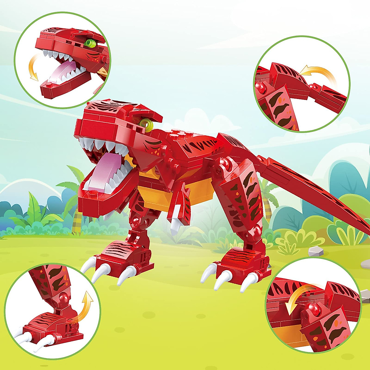 COGO MAN Dinosaurs Building Sets, Dinosaurs Toys 2 Pack, T Rex Dinosaur Figures and Dinosaur Blocks 131 PCS, Tyrannosaurus Toys for Boys and Girls Age 6-12
