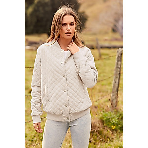 PRETTYGARDEN Womens Fall Fashion Jacket Long Sleeve Button Down Trendy Casual Outerwear Clothes Winter Coats with Pockets (Beige,Small)