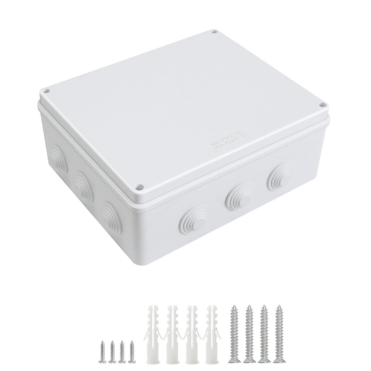 LeMotech ABS Plastic Dustproof Waterproof IP65 Junction Box Universal Electrical Project Enclosure White 11.8 x 9.8 x 4.7 inch (300 x 250 x 120 mm)