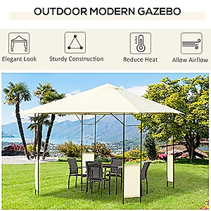 Outsunny 10' x 10' Patio Gazebo, Outdoor Gazebo Modern Canopy Shelter with Vents Roof and Steel Decorative Columns, for Garden, Lawn, Backyard and Deck