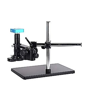 HAYEAR 34MP 2K HDMI USB Digital Video Microscope Set Electronic Camera Stereo Table Stand Can Go Up Down and Forward Movable 144 LED Light Lamp (180X C-Mount Lens)