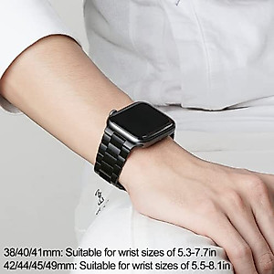 iiteeology Compatible with Apple Watch Band 42mm 44mm 45mm 49mm, Upgraded Solid Business Stainless Steel Band for Apple iWatch Ultra SE Series 8 7 6 5 4, Black