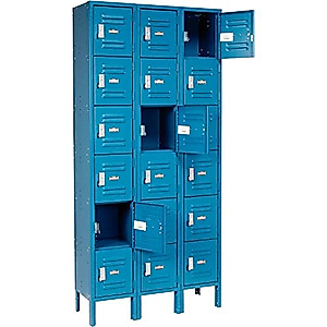 Global Industrial Six Tier Locker, 12x12x12, 18 Door, Unassembled, Blue