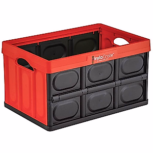 GREENMADE InstaCrate Collapsible Storage Container, 12 gal, Red/Black