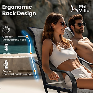 PHI VILLA 7 Piece Patio Dining Set for 6, 1 Large Metal Table and 6 Outdoor Dining Chairs with High Back and Padded Textilene, Outdoor Furniture Set for Garden, Yard