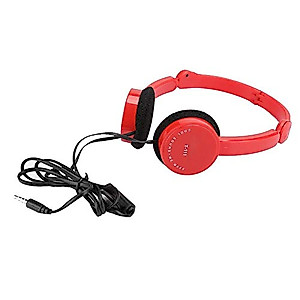 Demeras Kids Headphones Foldable Wired Headset Children Headphone with Microphone Boys Girls On Ear Headset for Online Learning (red)