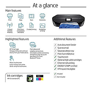 HP Envy 5055 Wireless All-in-One Photo Color Printer, HP Instant Ink & Amazon Dash Replenishment Ready (M2U85A) (Renewed)