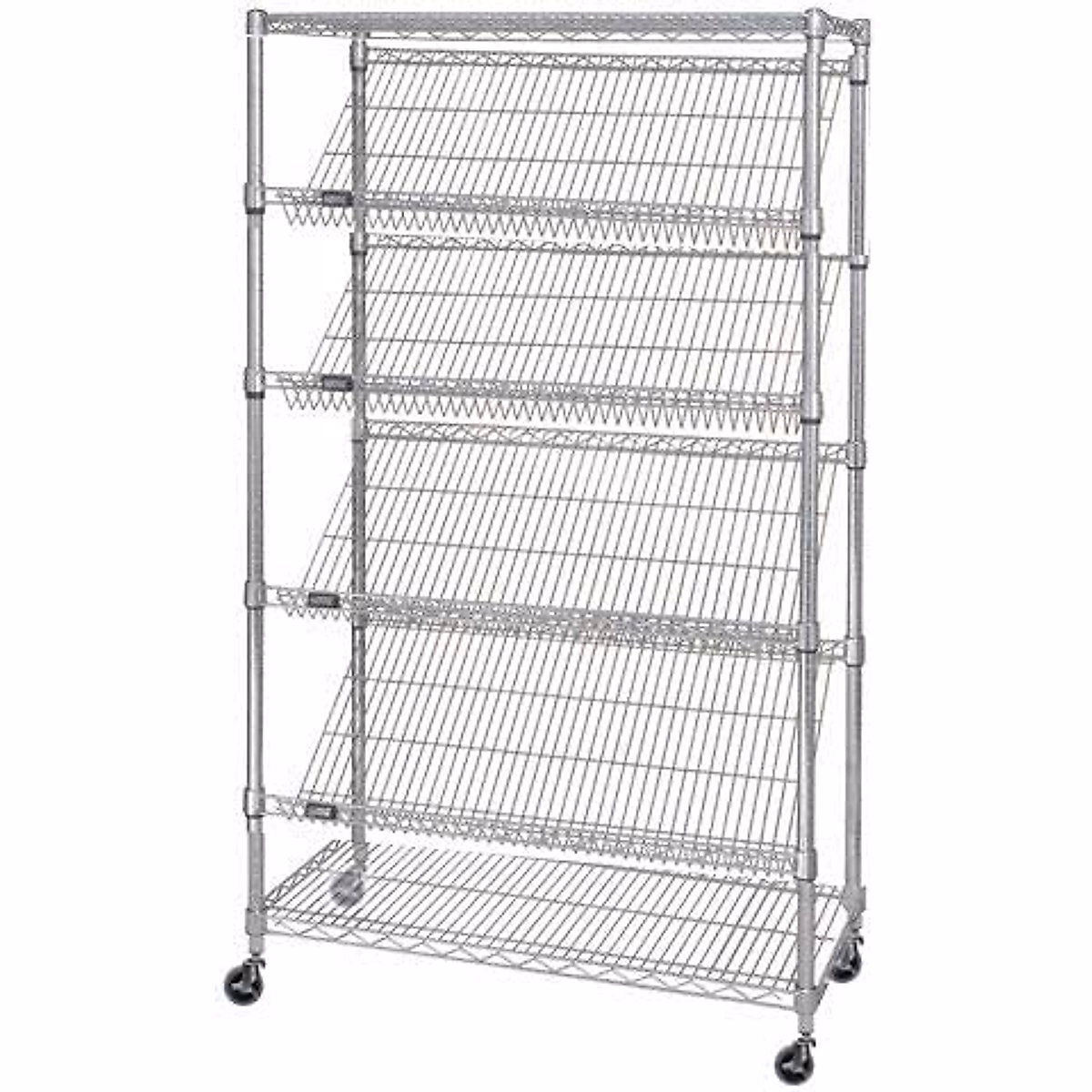 Omega 18" Deep x 36" Wide x 80" High 6 Tier Slanted Wire Chrome Shelf Truck