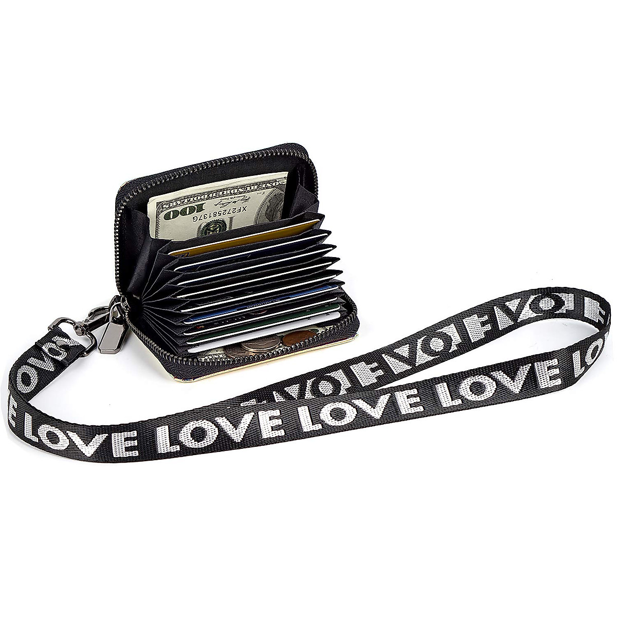 Women Small Neck Wallet Mini Credit Card Holder With Detachable Neck Lanyard Zipper Card Case Holographic Mini Coin Purse Travel Lanyard Wallet