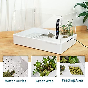 AMZOO Turtle Tank, Tortoise Habittat Breeding with Water Pump Filter Layer for Aquarium Small Turtles Reptiles Hermit Crabs