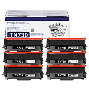 PIONOUS TN730 TN760 Toner Cartridge Black Compatible Replacement for Brother TN730 Toner HL-L2300D L2320D L2340DW L2360DW L2380DW MFC-L2680W L2685DW L2700DW L2705DW Printer Ink - 6 Pack