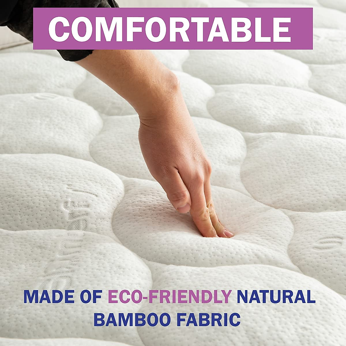 Queen Size Waterproof Premium Mattress Pad by Slumberfy – Quilted Fitted Bamboo Mattress Protector - All Natural & Breathable Fabric, Cooling Mattress Topper (60x80 in)