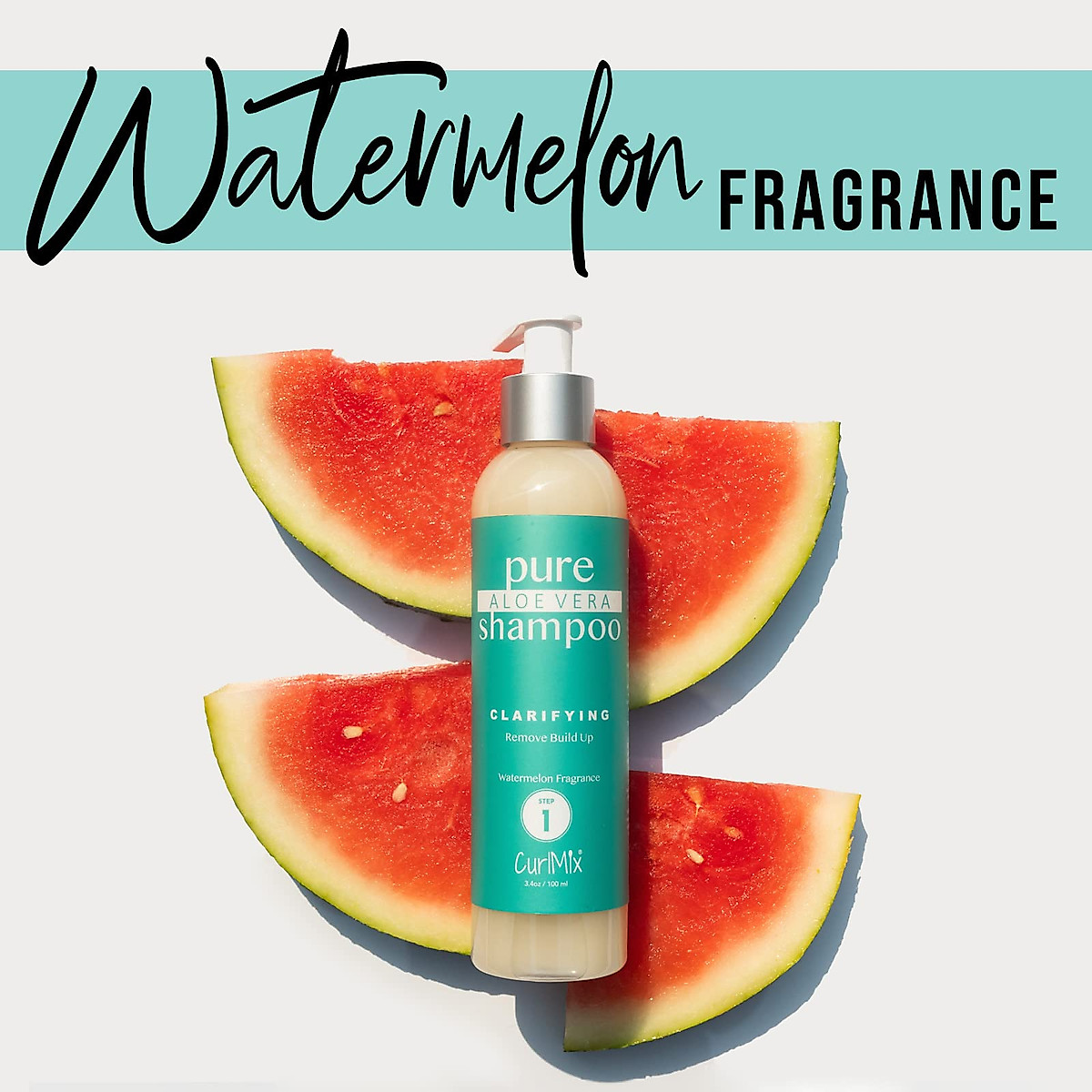 CurlMix Shampoo for Curly and Kinky Hair with Aloe Vera - Watermelon Fragrance - Clarifies and Moisturizes Ethnic and Natural Hair - Organic, Handmade, Shampoo for Natural Hair and Softer Curls - Paraben Free - Sulfate Free - 8oz