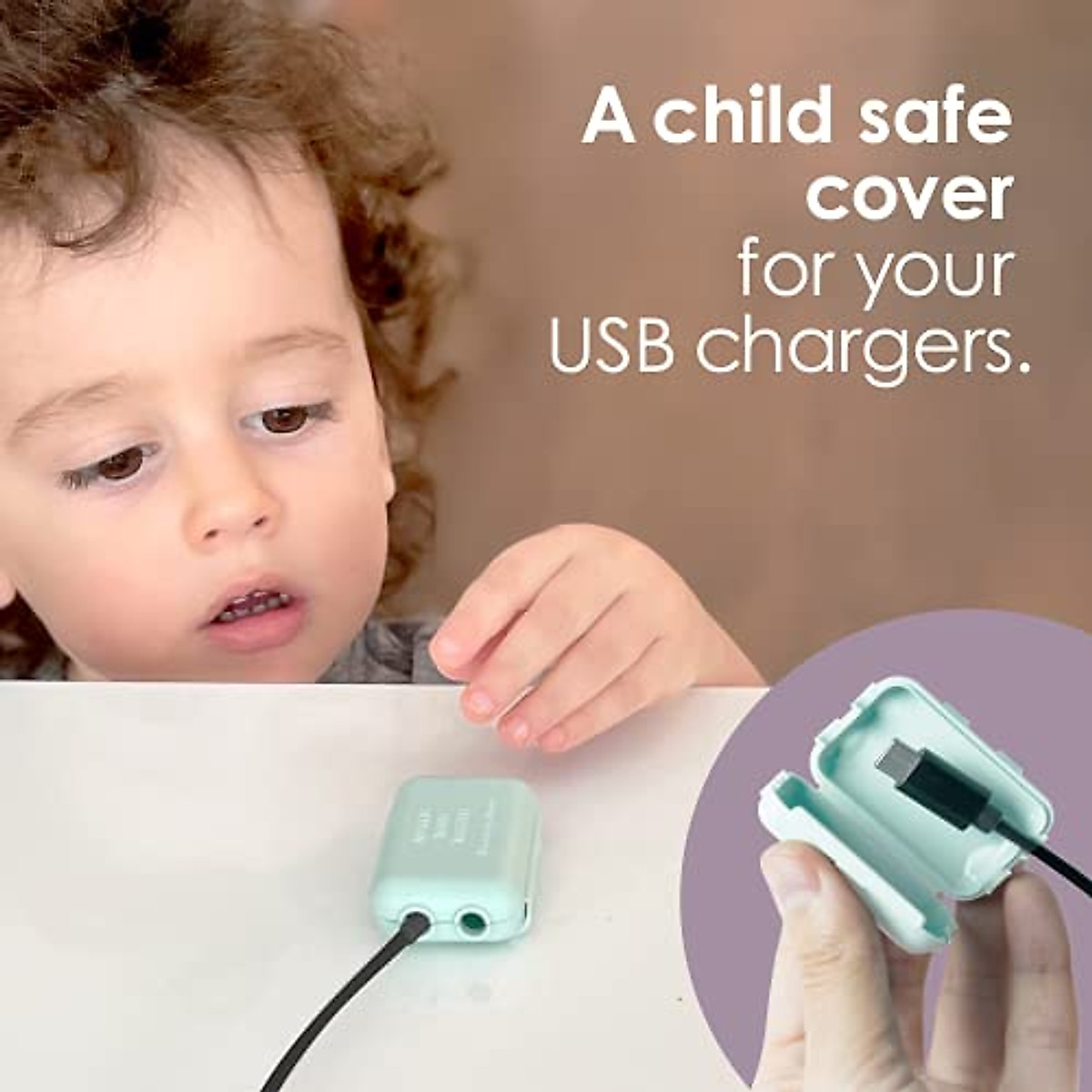 Geddy's Mom - Watch Your Mouth - The Award Winning USB Charger Child Safety Cover - Made in The USA - Baby Proofing Toddler Shock Prevention (3 Pack Dusty Aqua)